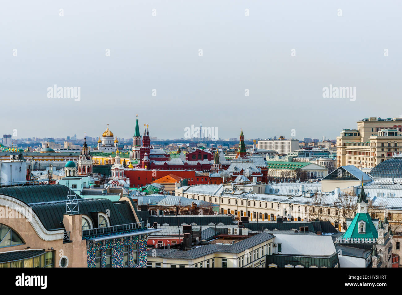 Birds eye view of the historic central part of Moscow city with the ...