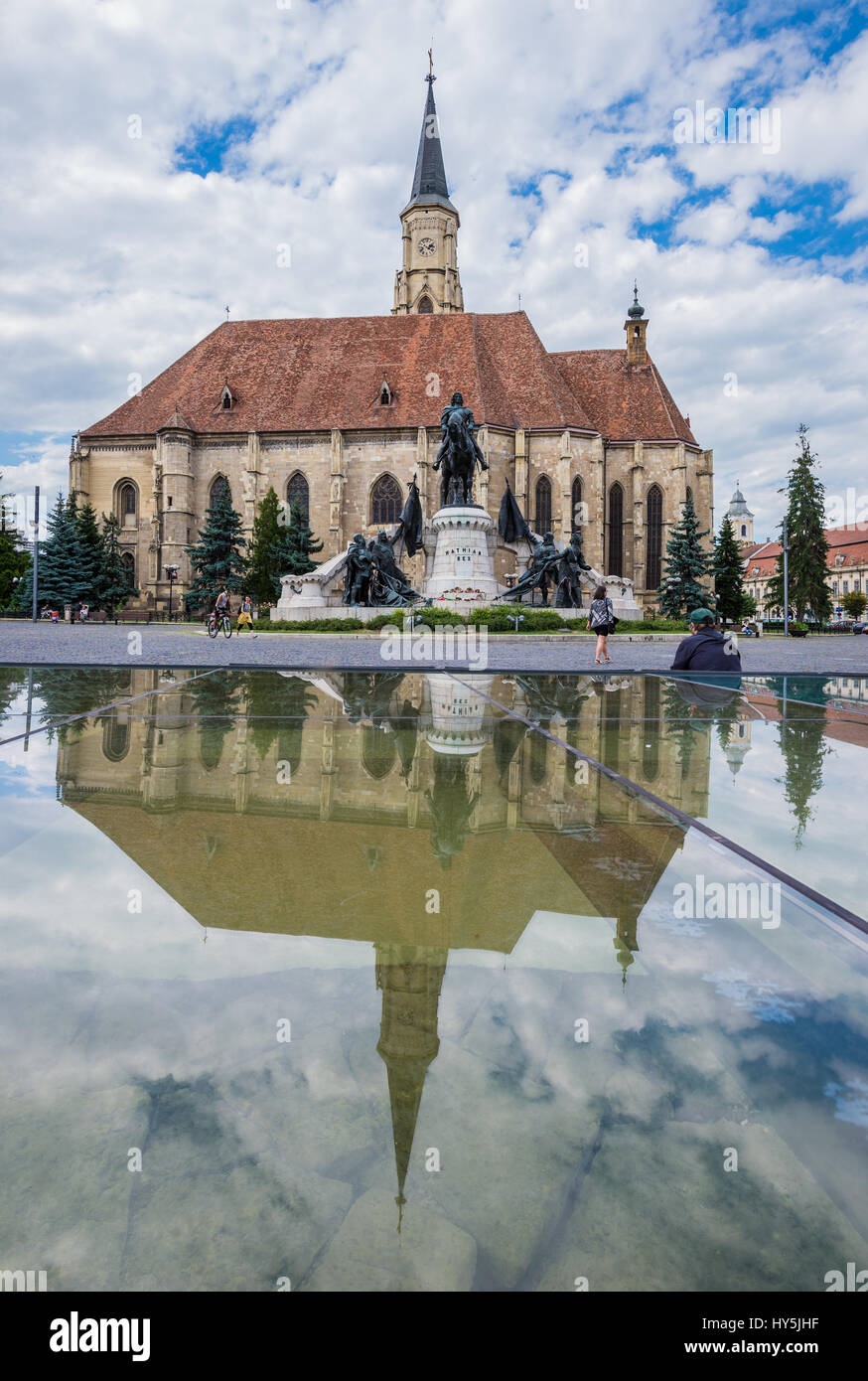 Gothic style Roman Catholic Church of Saint Michale and monument of ...
