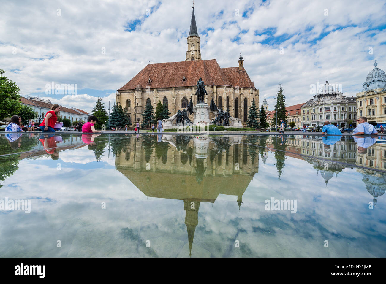 Gothic style Roman Catholic Church of Saint Michale and monument of ...