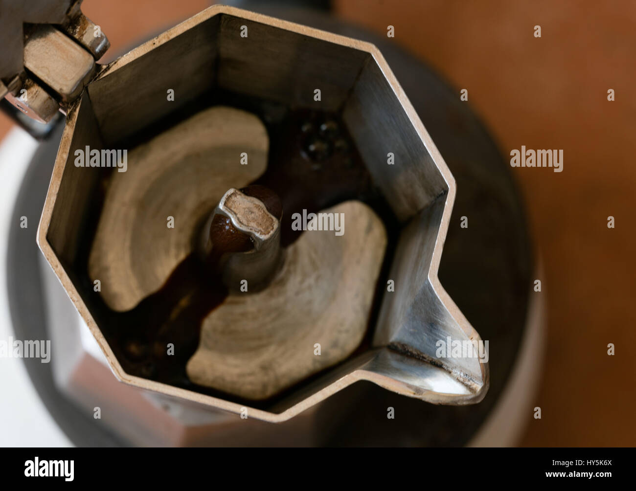 Neapolitan coffeepot in a top view image Stock Photo - Alamy