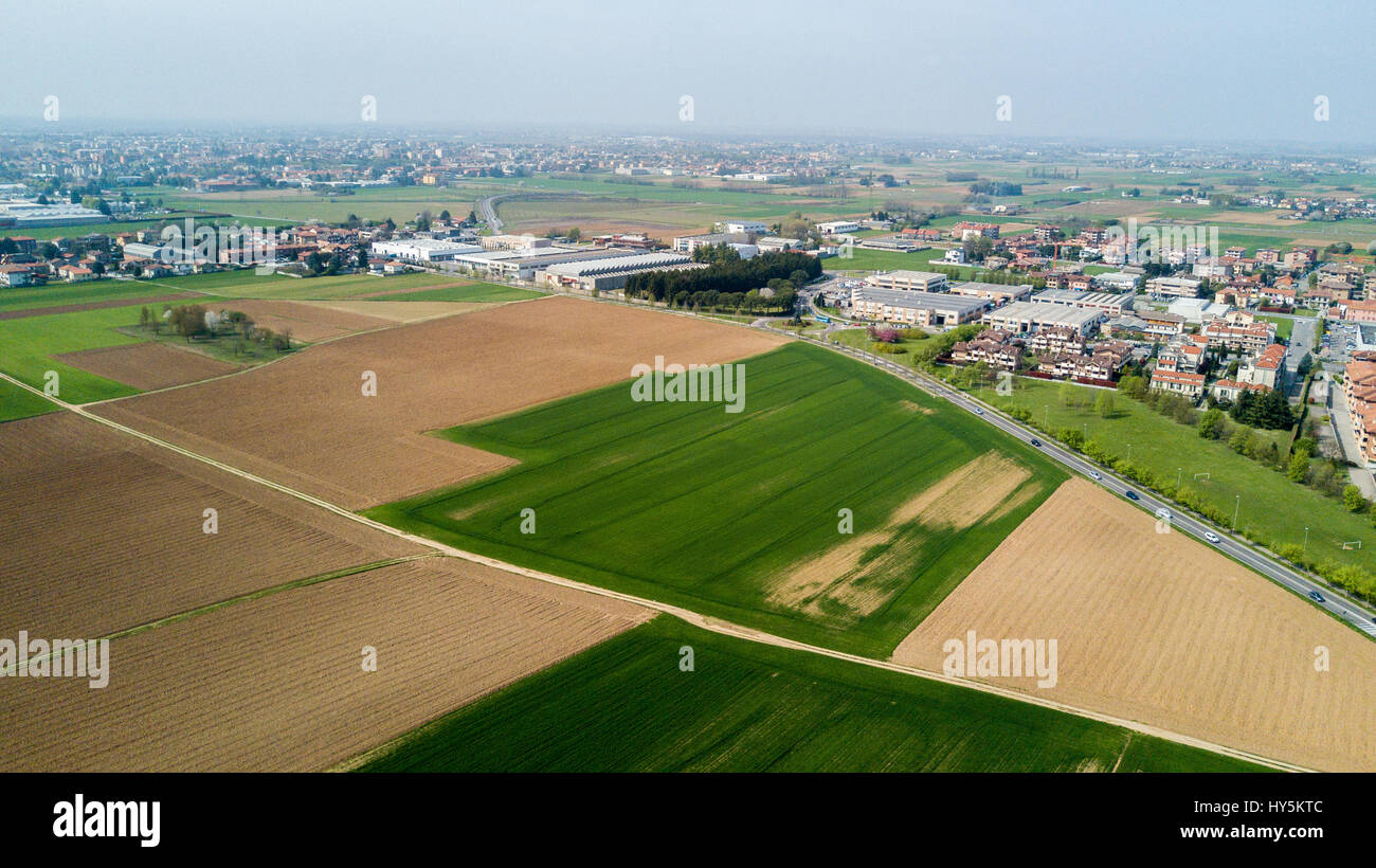 Nature and landscape, municipality of Solaro, Milano: Aerial view of a ...