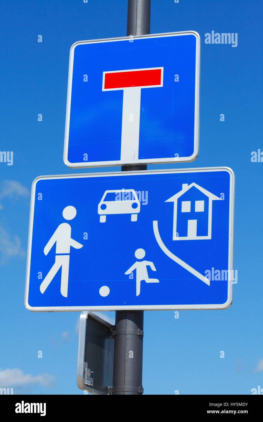 Road Sign Game Road and dead end Street, Germany, Europe Stock Photo ...