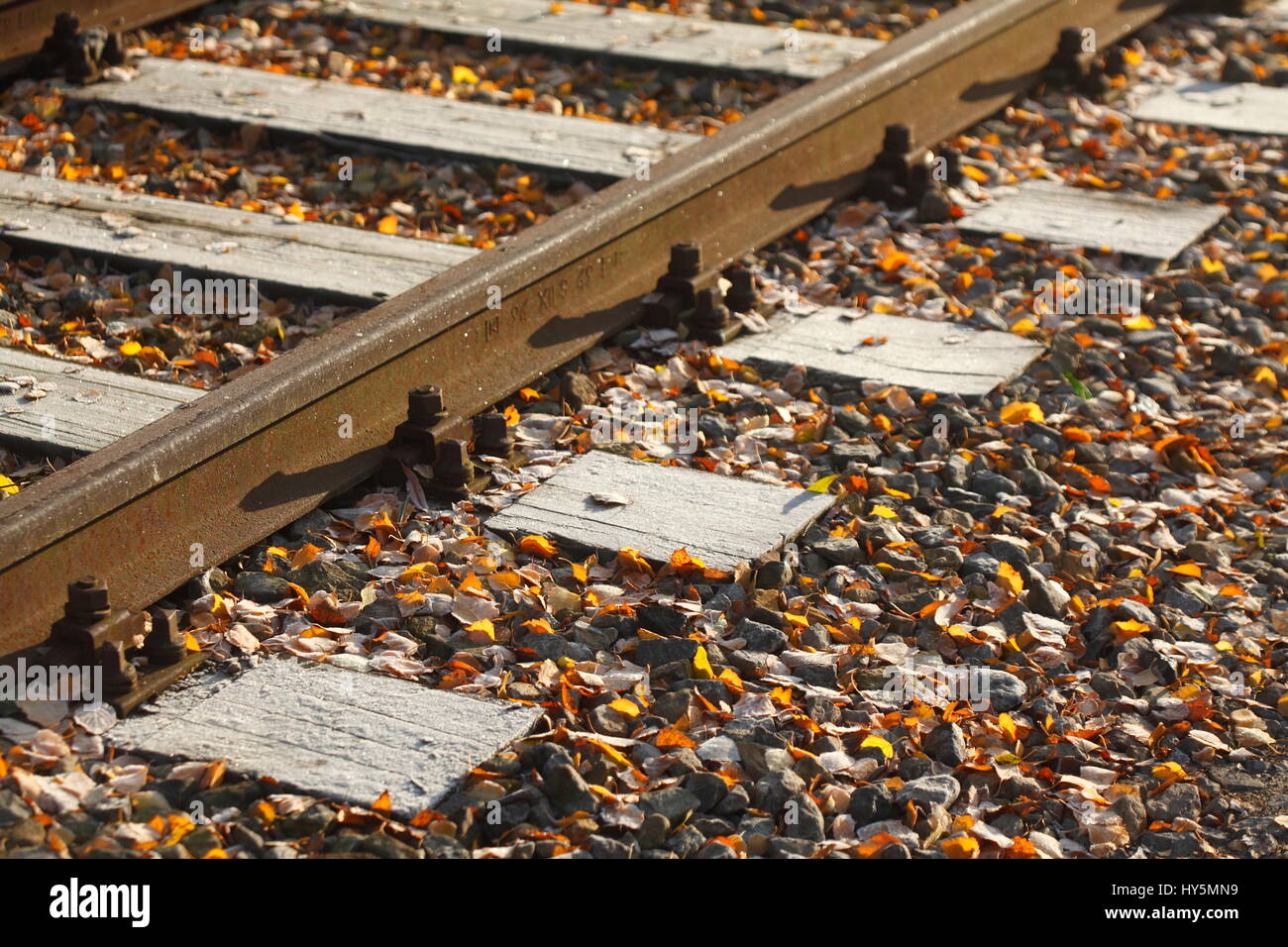 with hoarfrost coated Railway Tracks Stock Photo - Alamy