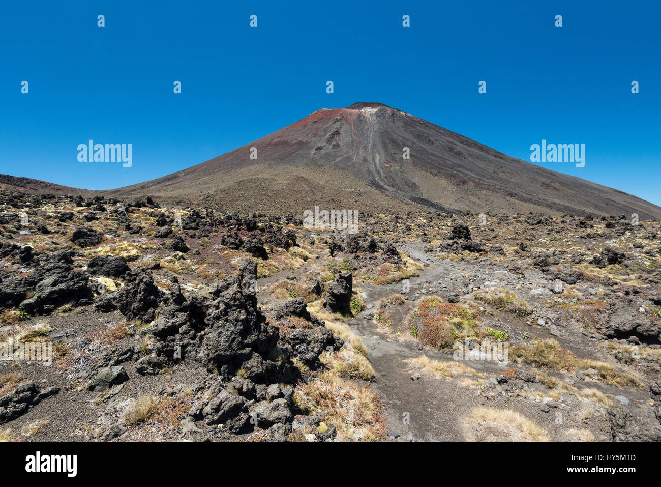 Mount Ngauruhoe, active volcano, volcanic landscape, Tongariro Alpine ...