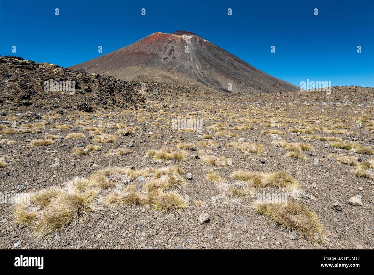 Mount Ngauruhoe, active volcano, volcanic landscape, Tongariro Alpine ...