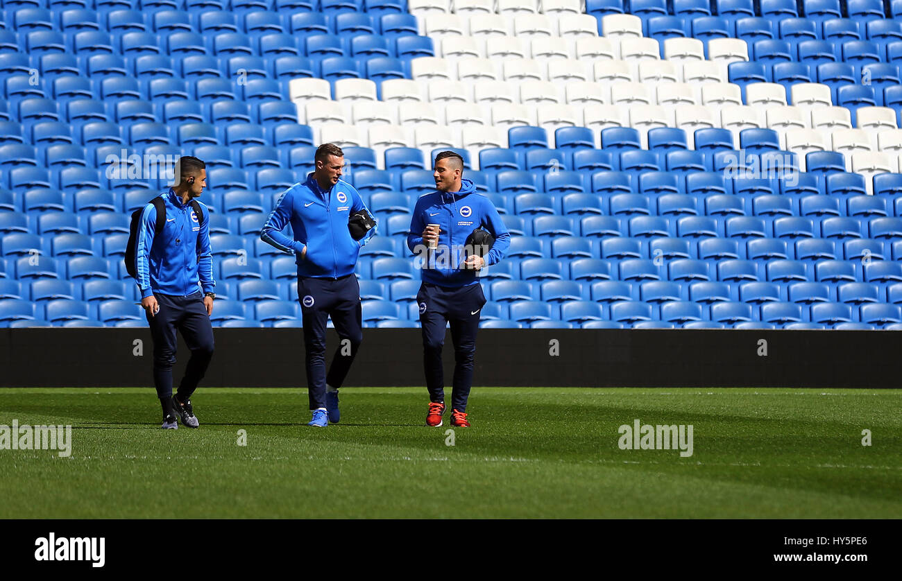Brighton & Hove Albion's Biram Kayal (left), David Stockdale (centre ...