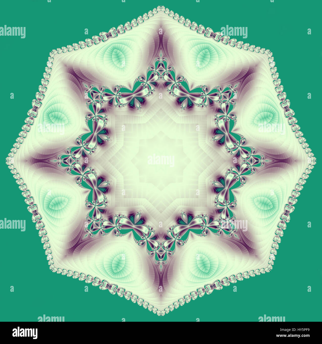 Pretty octagonal shaped digital fractal image with lace effect edge ...