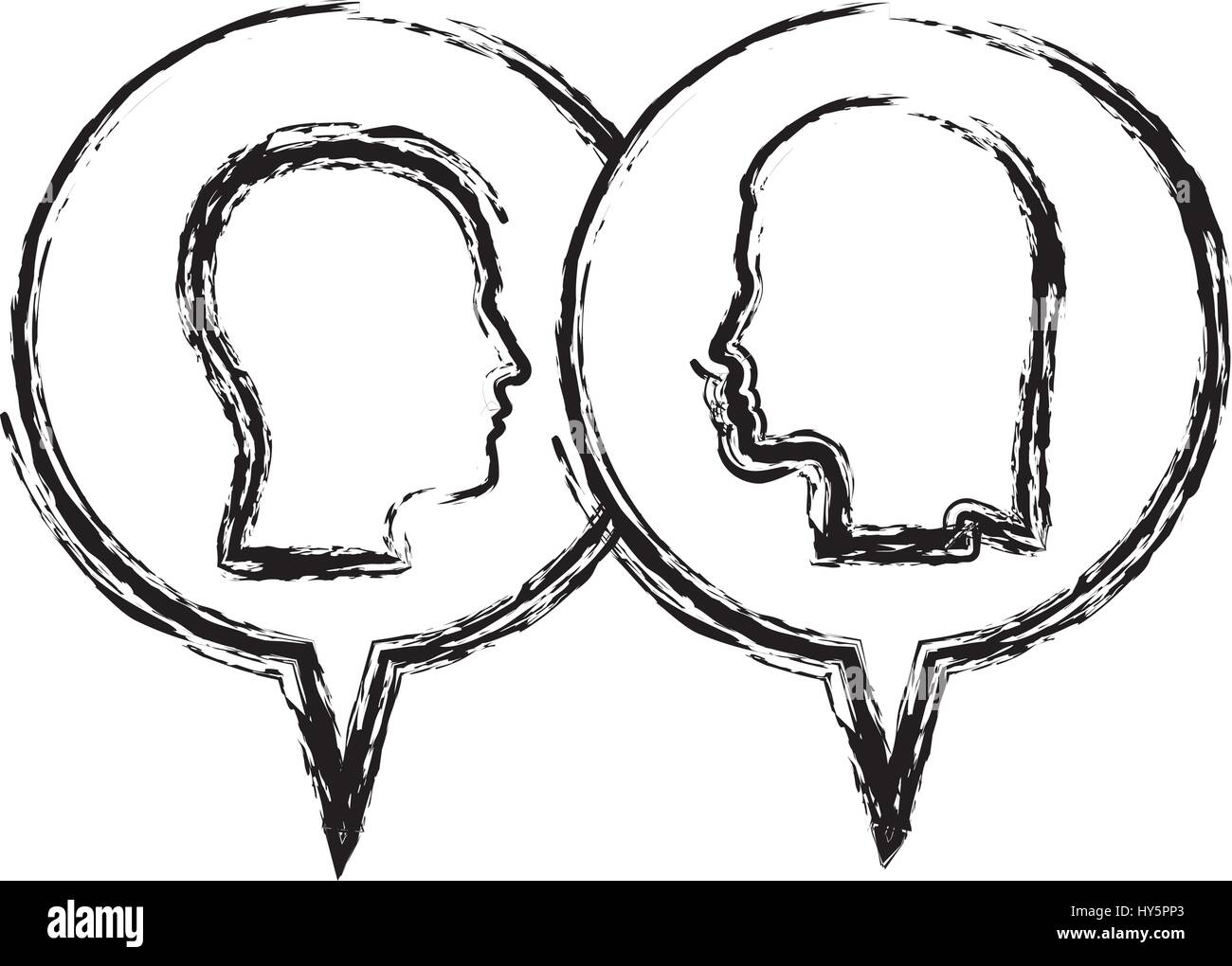 sketch monochrome with dialogue between man and woman Stock Vector ...