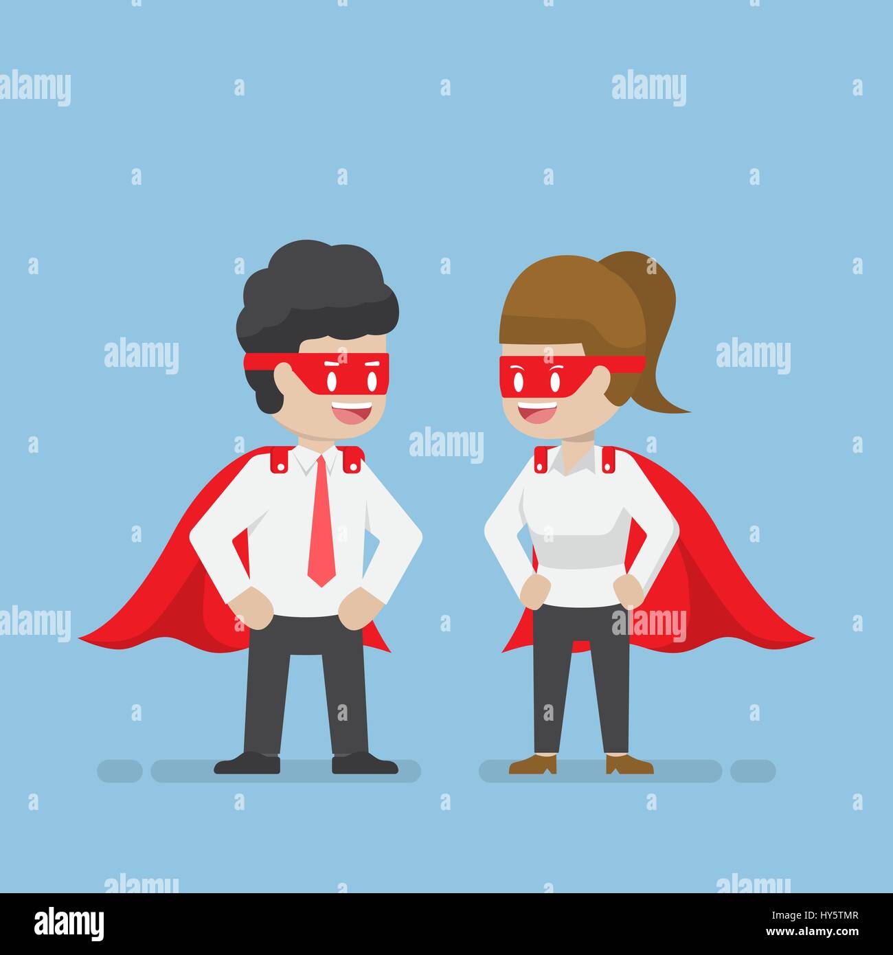 Super businessman and businesswoman. business superhero and leadership ...