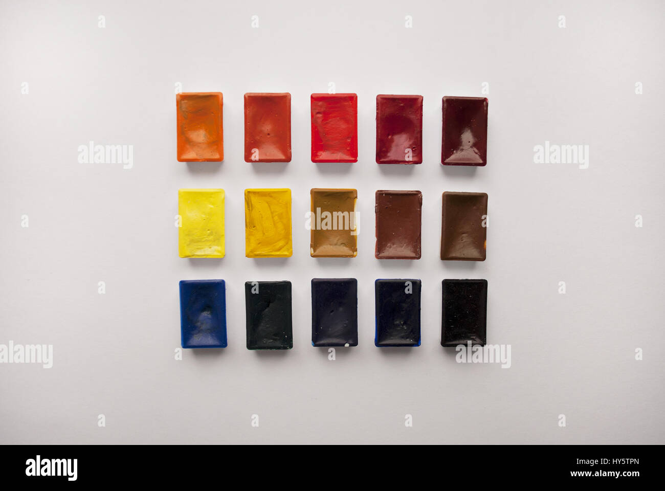 Watercolor at white background. Top view Stock Photo - Alamy