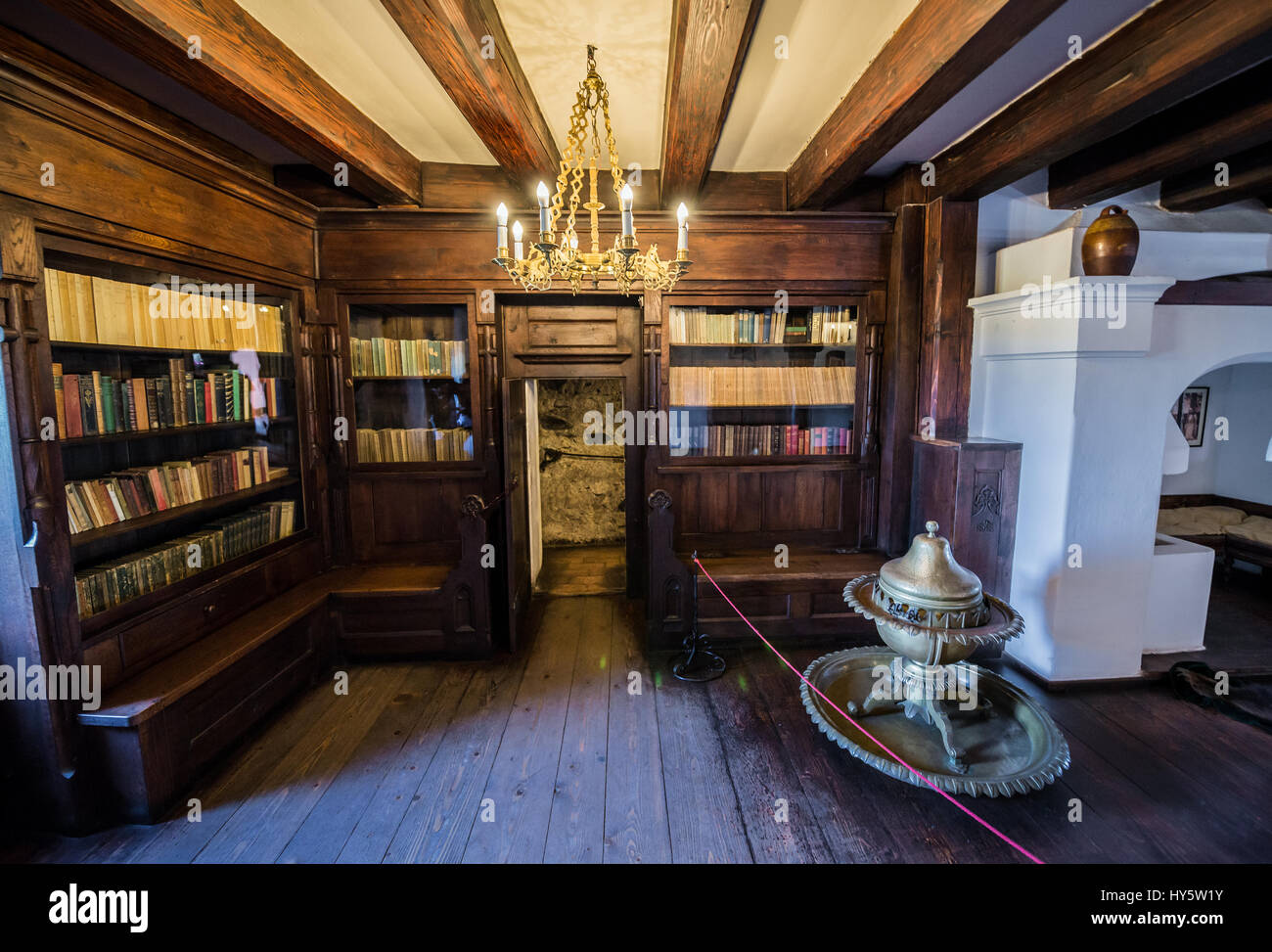 Bookcase in library and music room in Bran Castle, Romania, so called ...