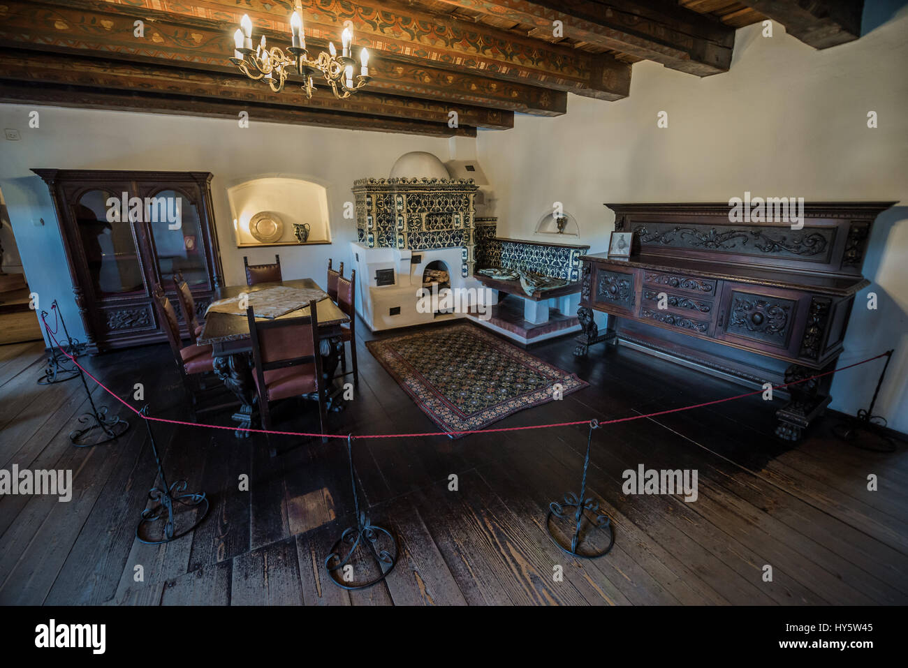 King Ferdinand's dining room in Bran Castle, Romania, so called ...