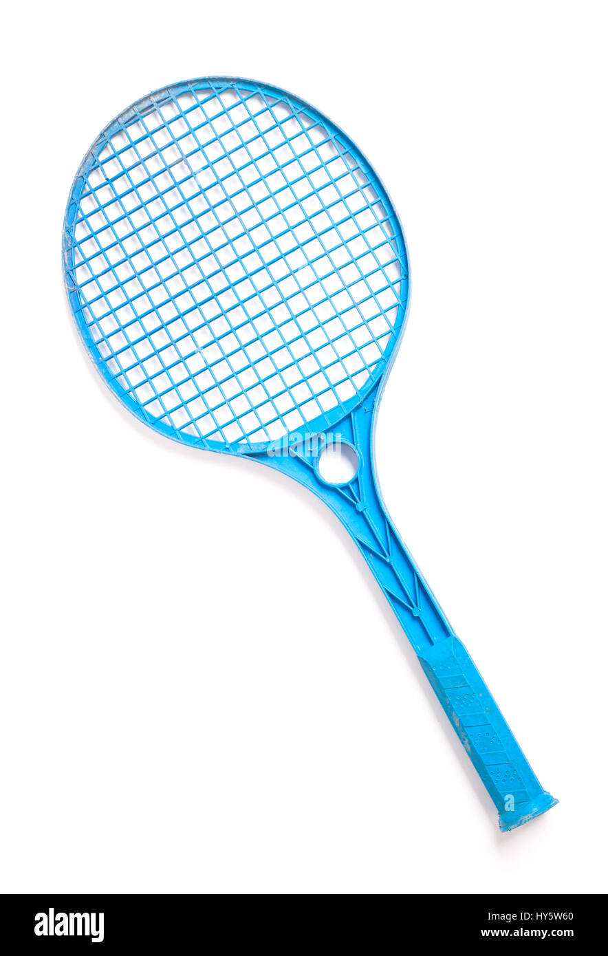 Blue tennis racket isolated on white background Stock Photo - Alamy