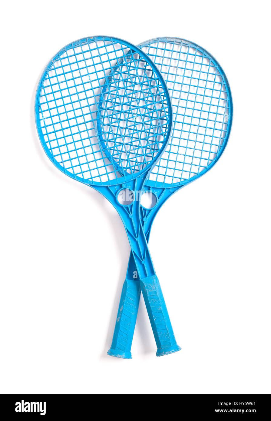 Blue tennis racket isolated on white background Stock Photo - Alamy