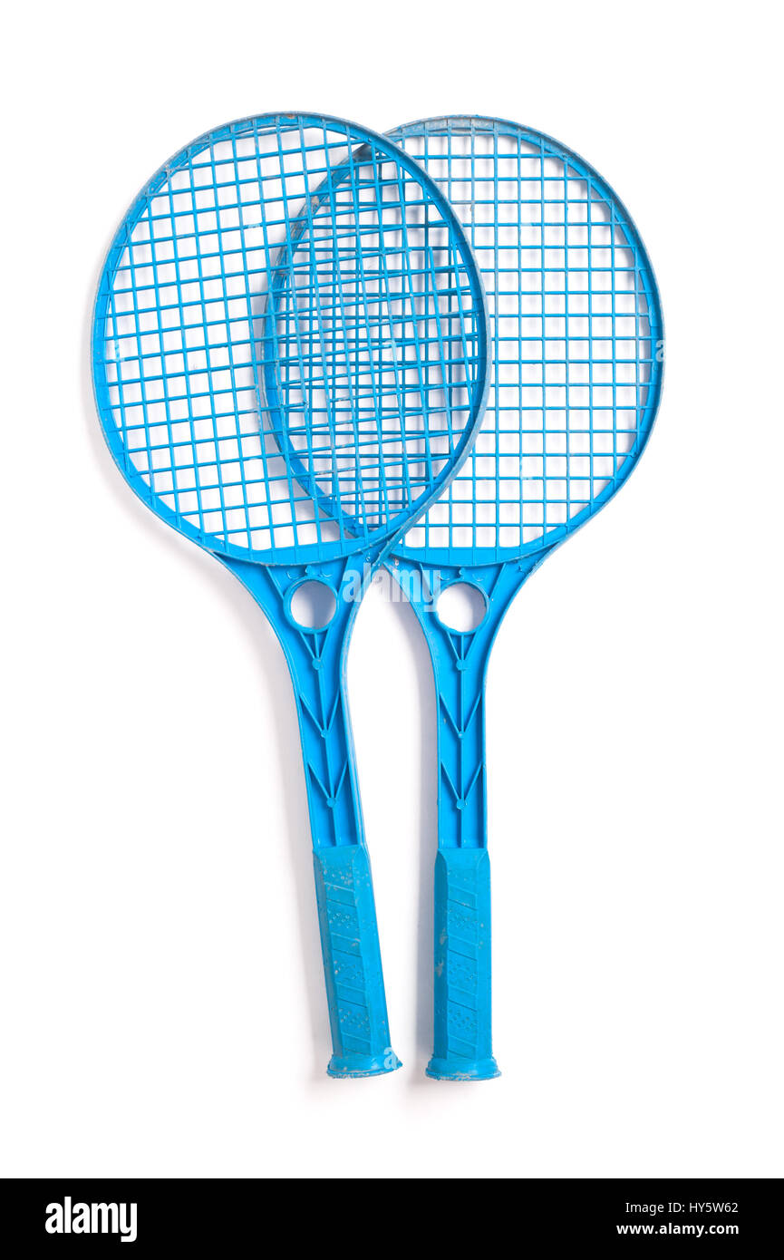 Blue tennis racket isolated on white background Stock Photo - Alamy