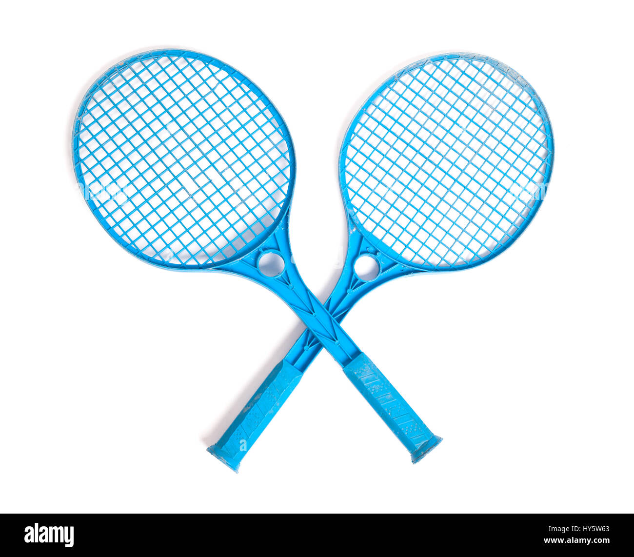 Blue tennis racket isolated on white background Stock Photo - Alamy