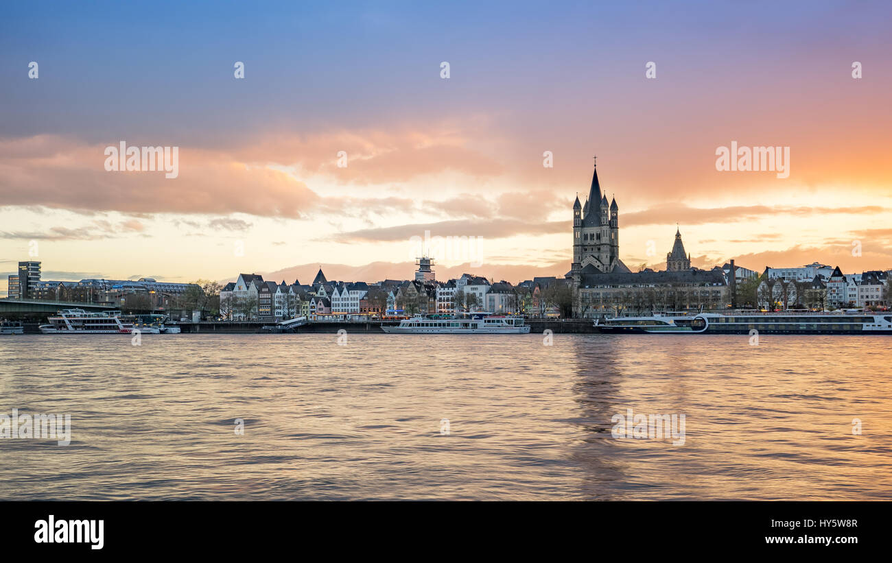Sunset view of Cologne skyline in Cologne, Germany Stock Photo - Alamy