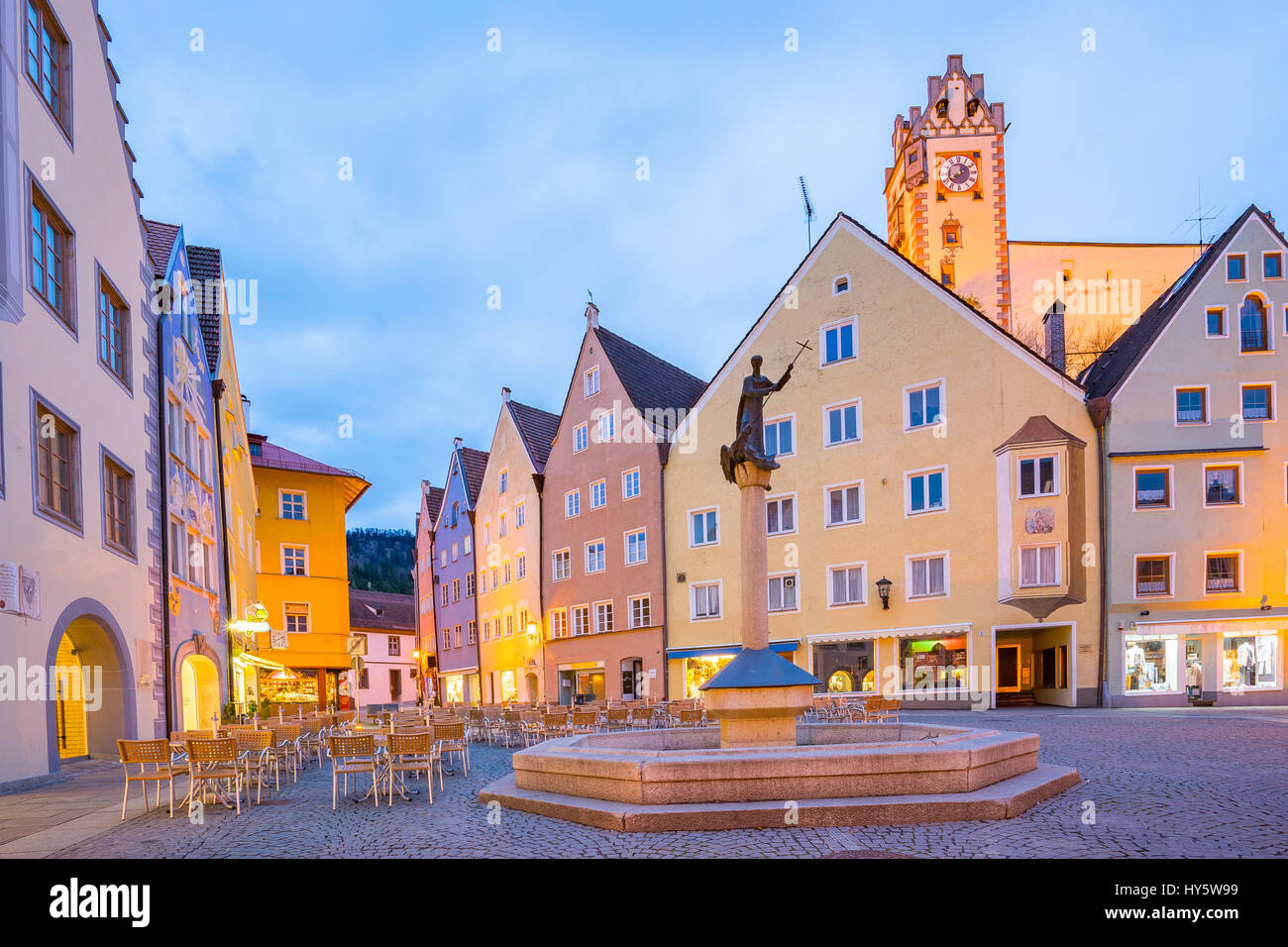 Fussen town at night in Bavaria, Germany Stock Photo - Alamy
