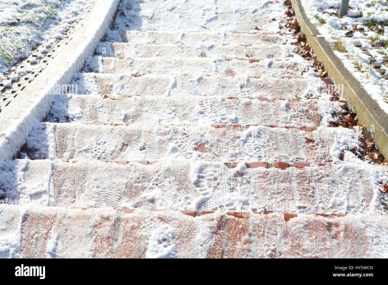 staircase in winter with snow Stock Photo - Alamy