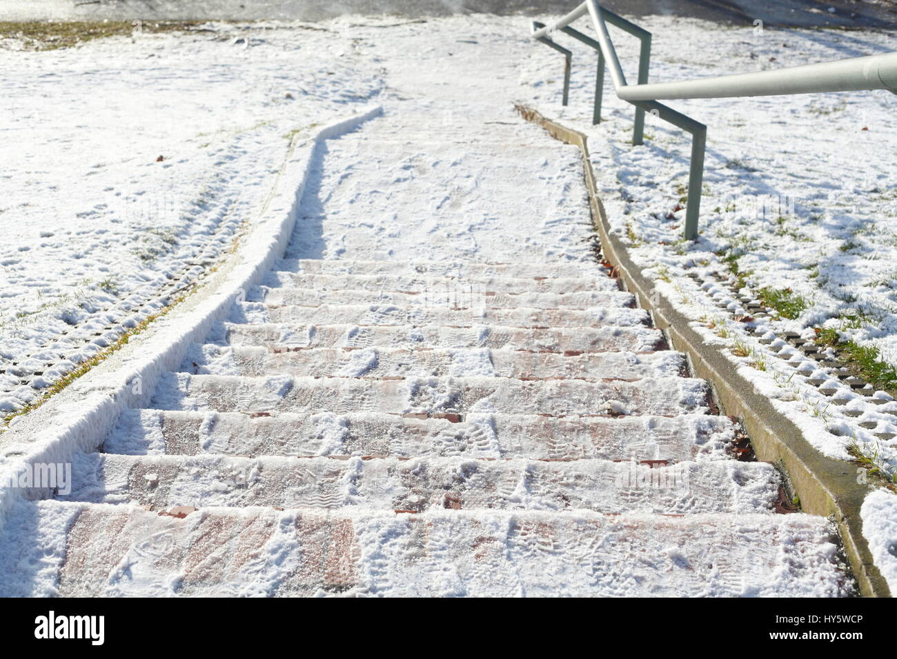 staircase in winter with snow Stock Photo - Alamy