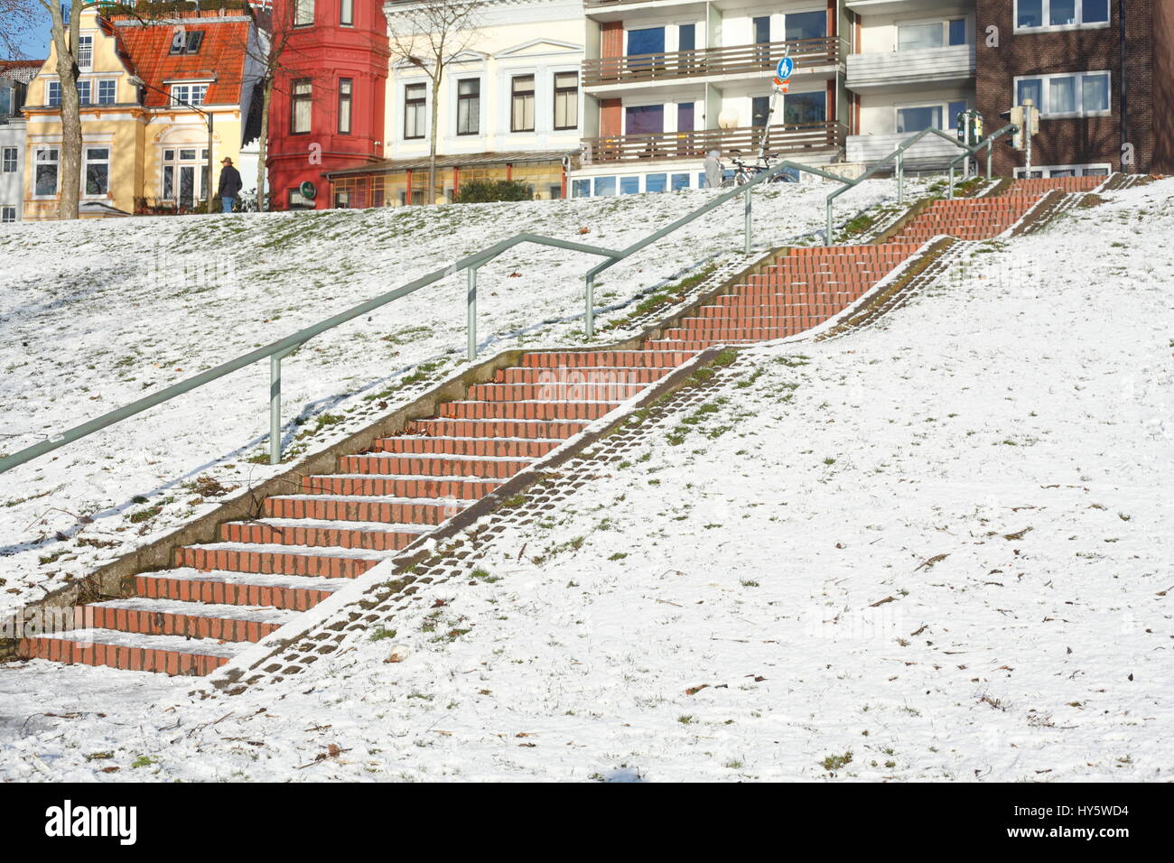 staircase in winter with snow Stock Photo - Alamy