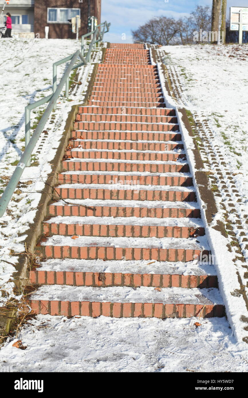 staircase in winter with snow Stock Photo - Alamy