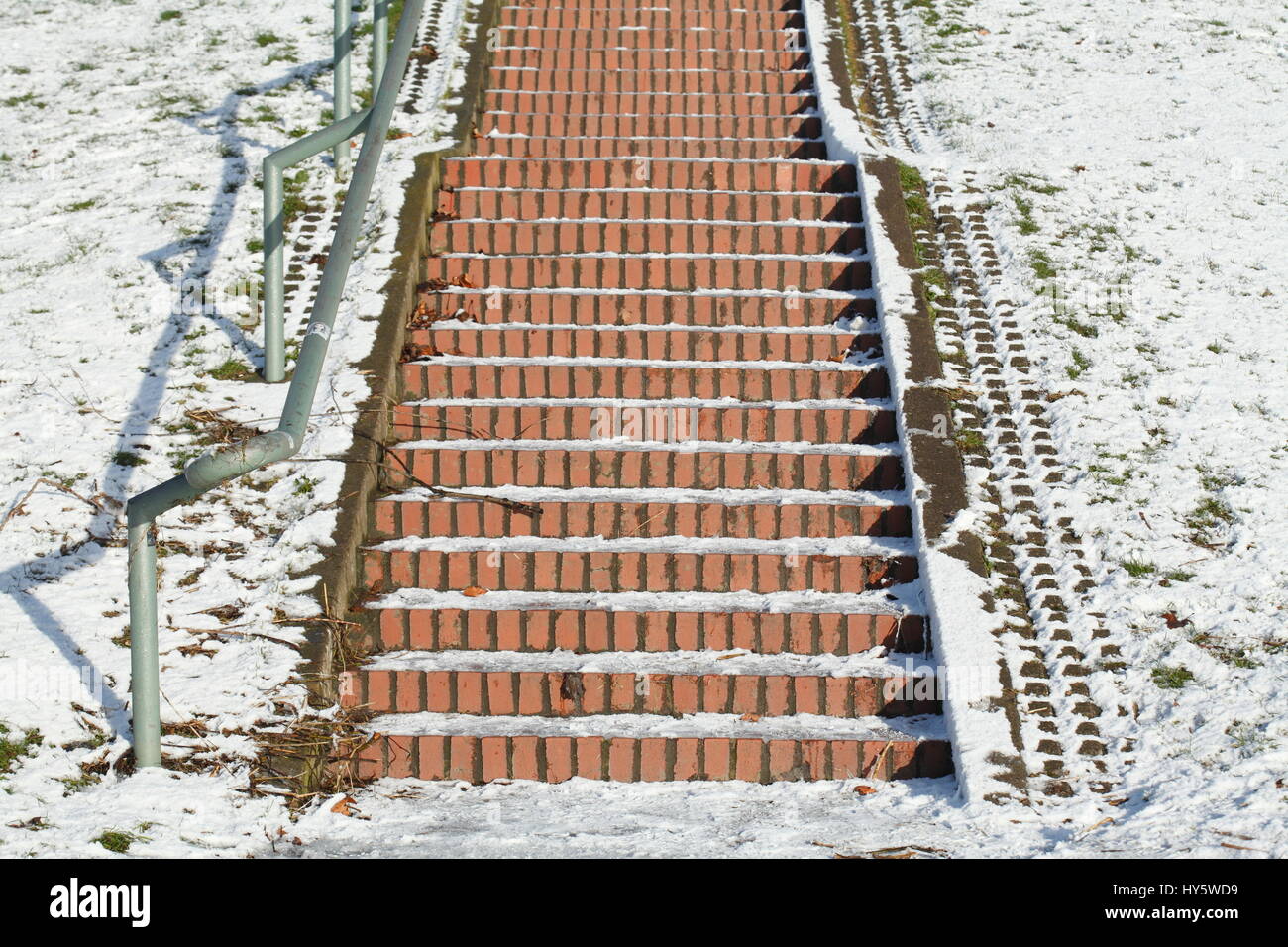 staircase in winter with snow Stock Photo - Alamy
