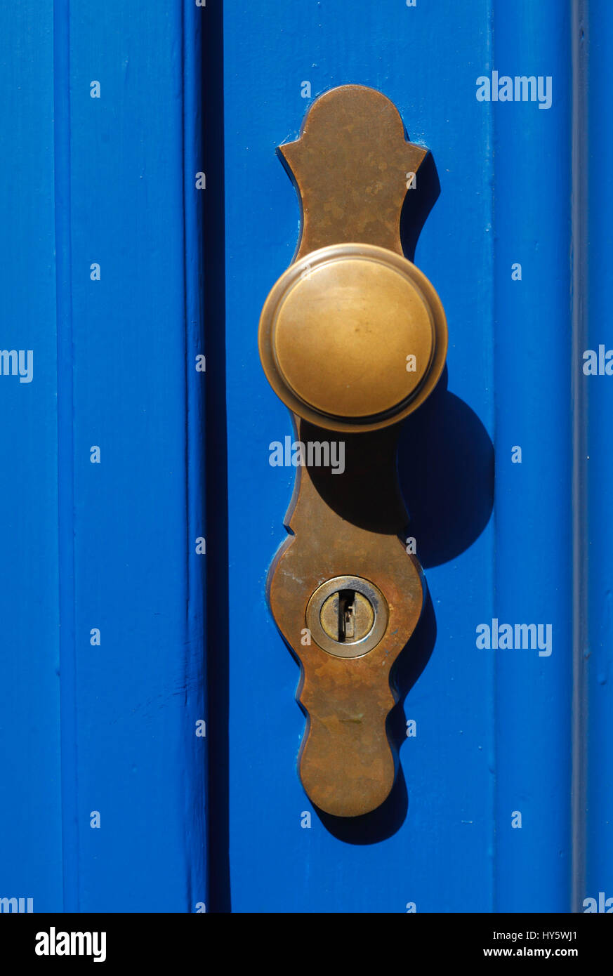 blue wooden door with metal lock Stock Photo - Alamy