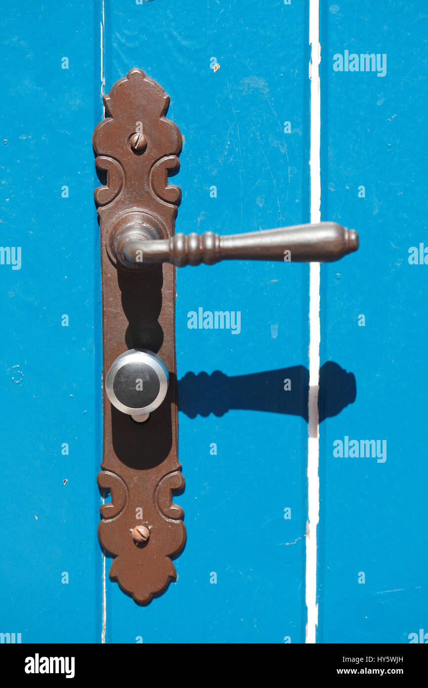blue wooden door with metal lock Stock Photo - Alamy
