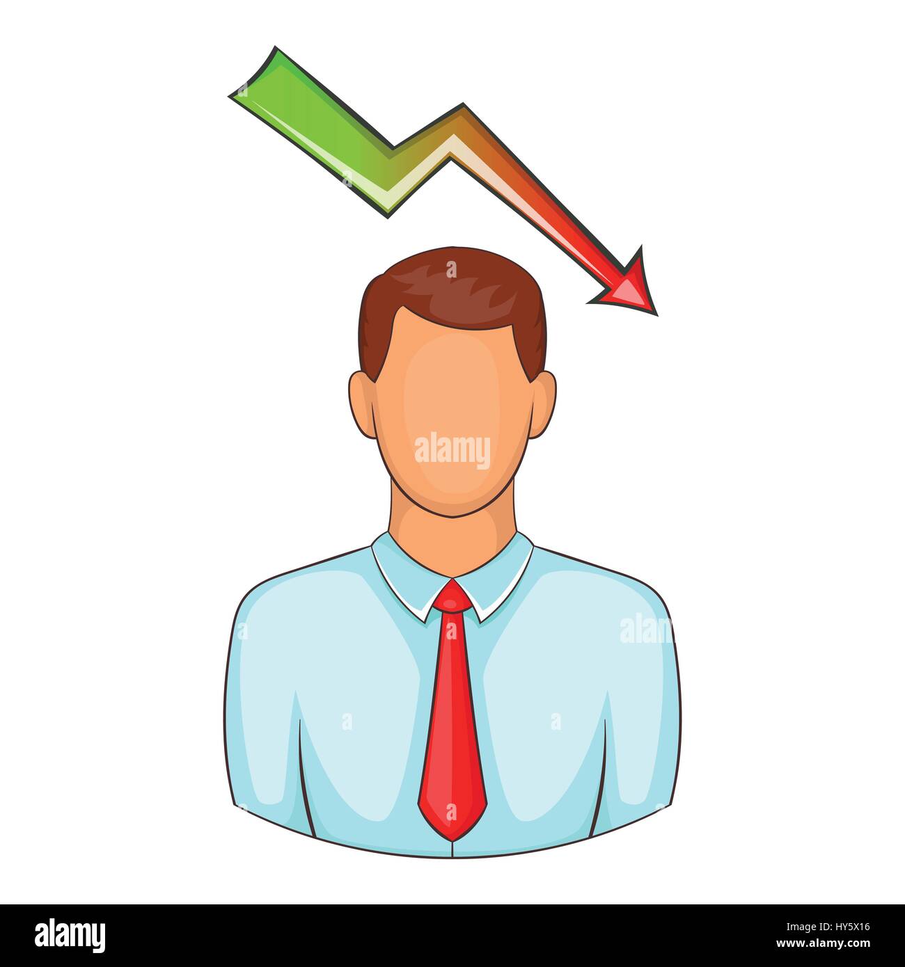 Man with falling graph icon, cartoon style Stock Vector Image & Art - Alamy
