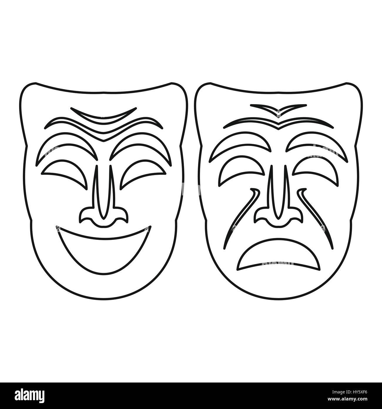 Happy Sad Mask Drawings