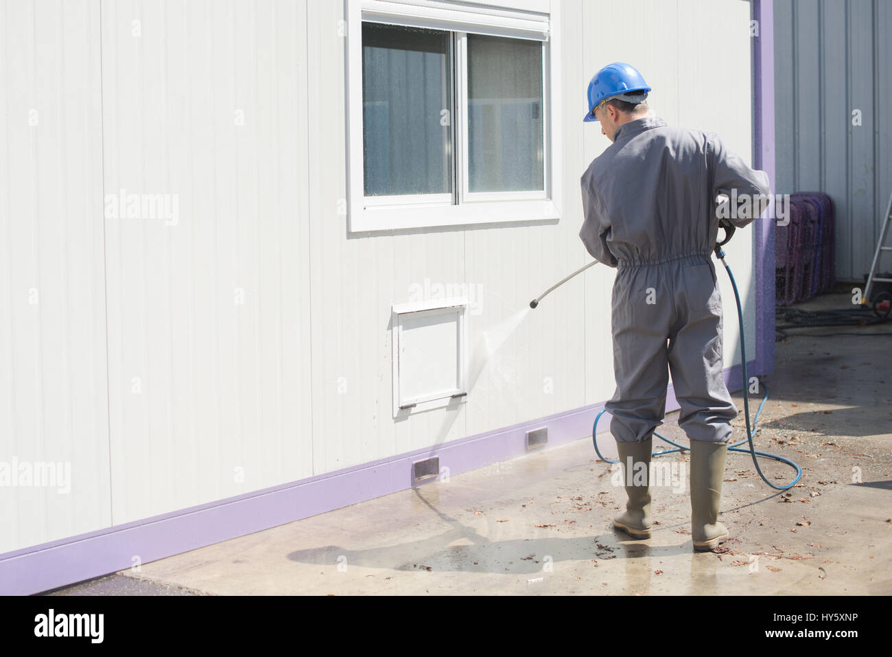 cleaning a work cabin Stock Photo - Alamy