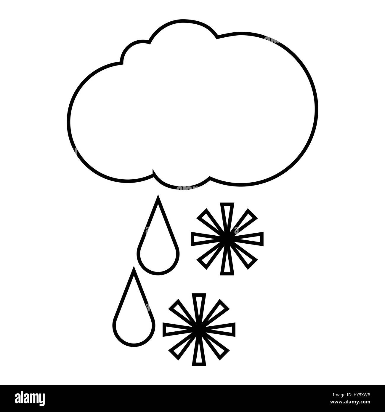 Cloud with snow and rain icon, outline style Stock Vector Image & Art ...