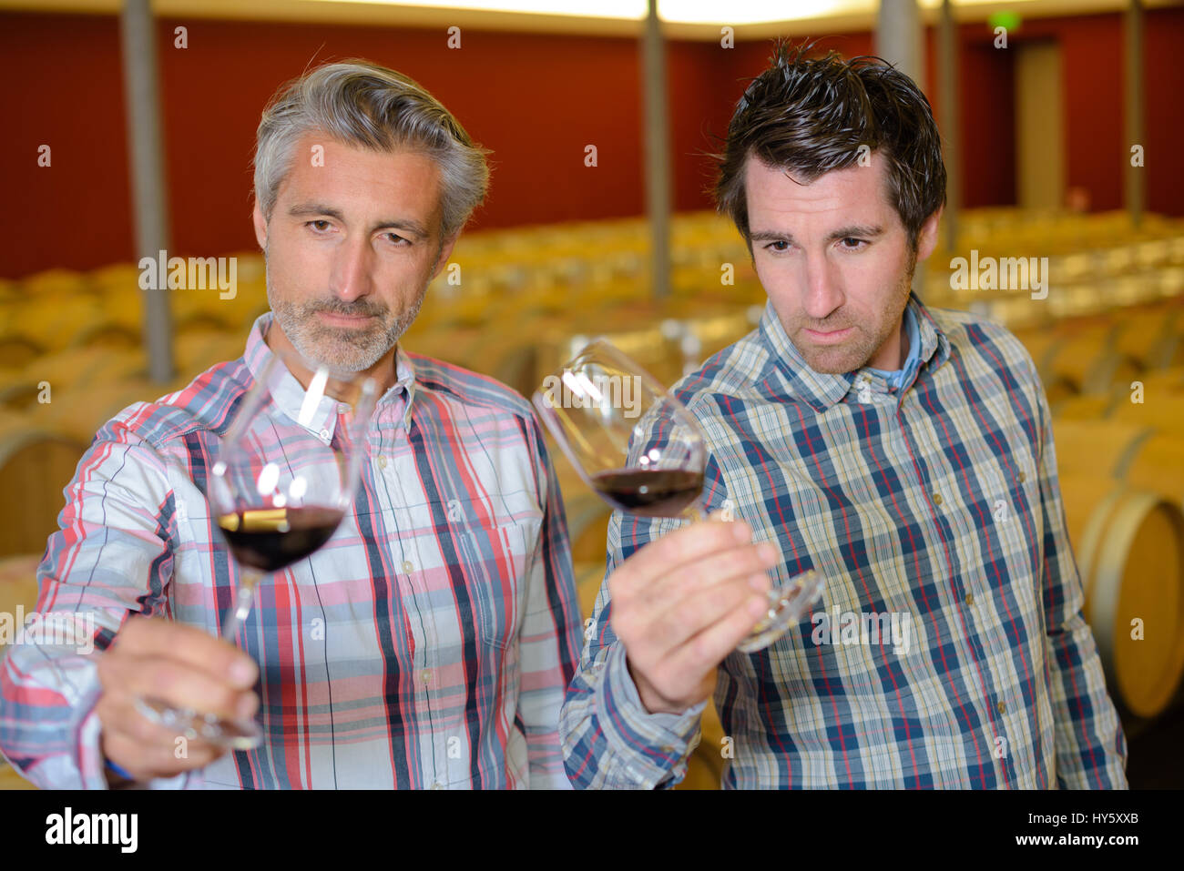 sommeliers tasting wine in a wine cellar Stock Photo - Alamy