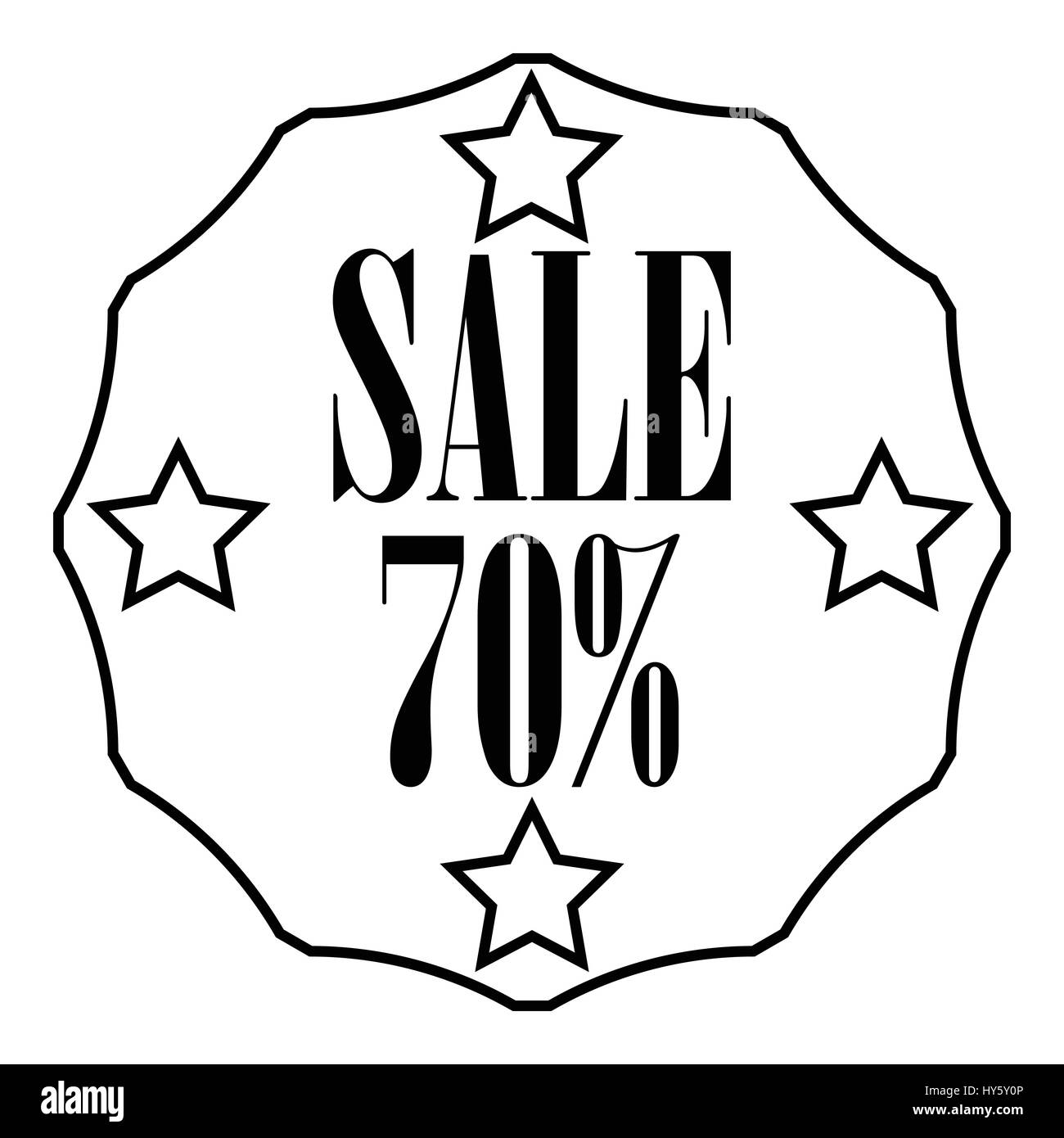 Sticker 70 percent off icon, outline style Stock Vector Image & Art - Alamy