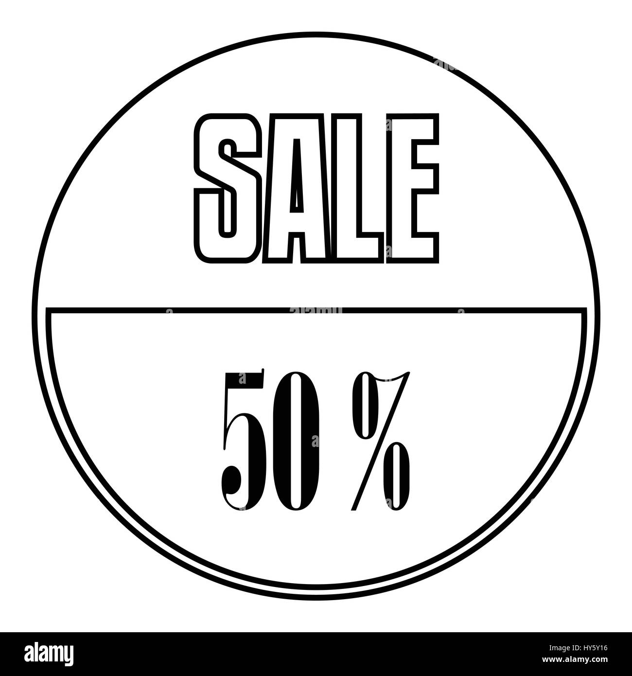 Sale sticker 50 percent off icon, outline style Stock Vector Image ...