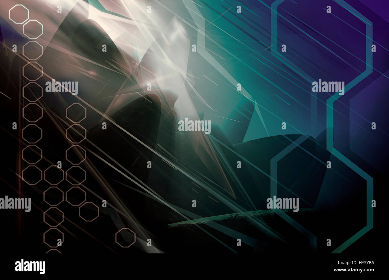 Abstract Digital virtual high-tech background with beautiful colors and ...