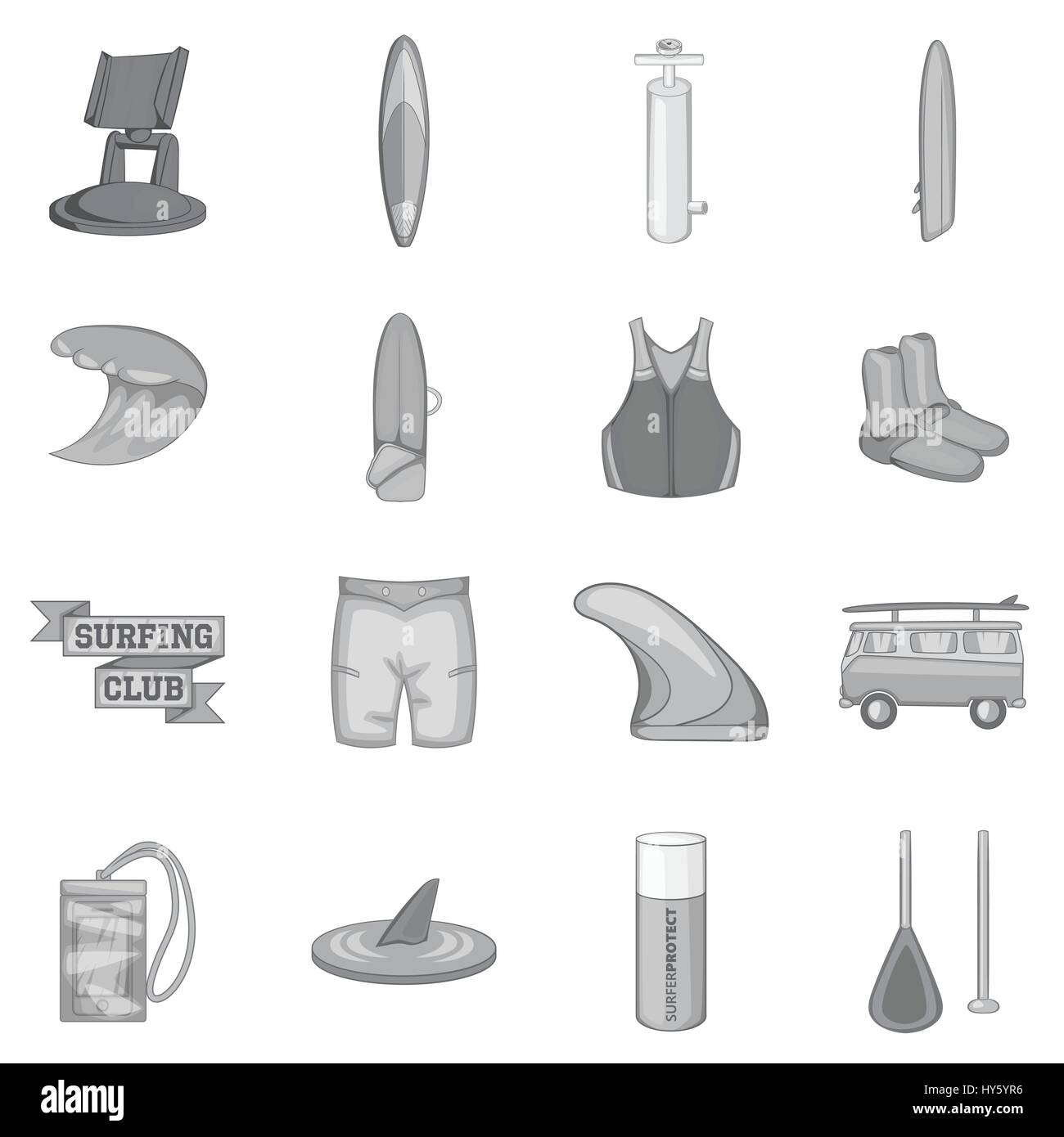 Surfing icons set, gray monochrome style Stock Vector Image & Art - Alamy