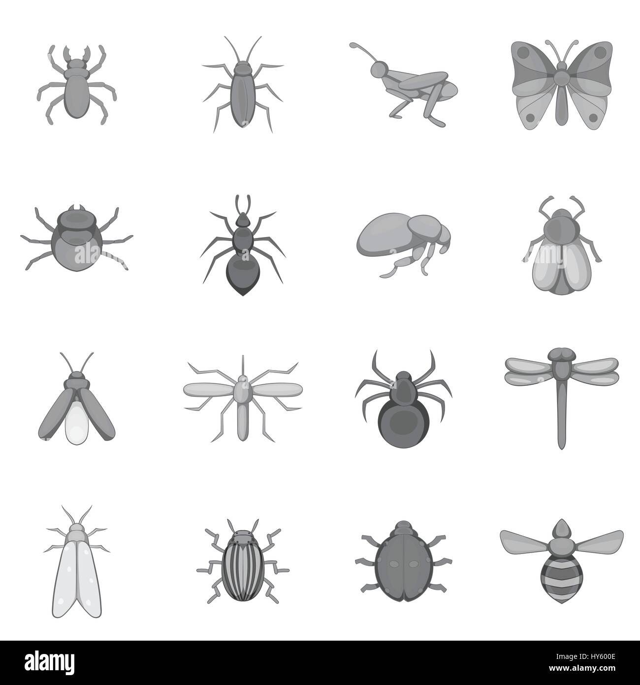 Insect icons set, gray monochrome style Stock Vector Image & Art - Alamy