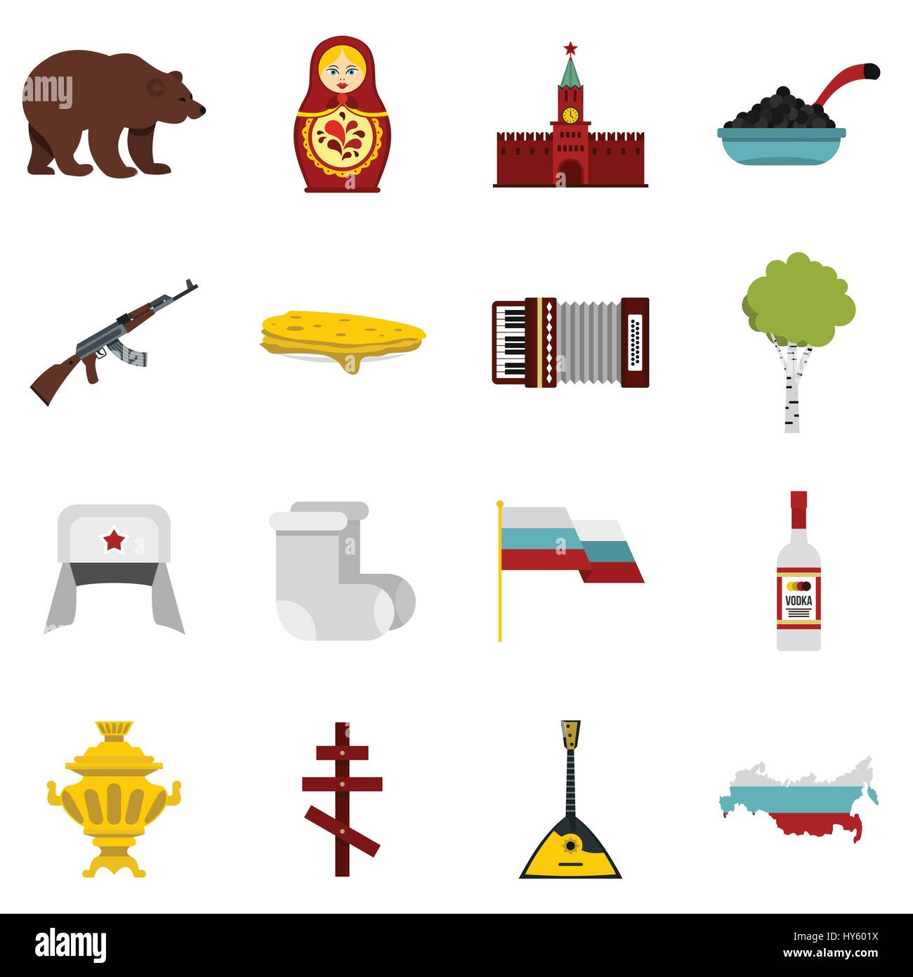 Russia icons set, flat style Stock Vector Image & Art - Alamy
