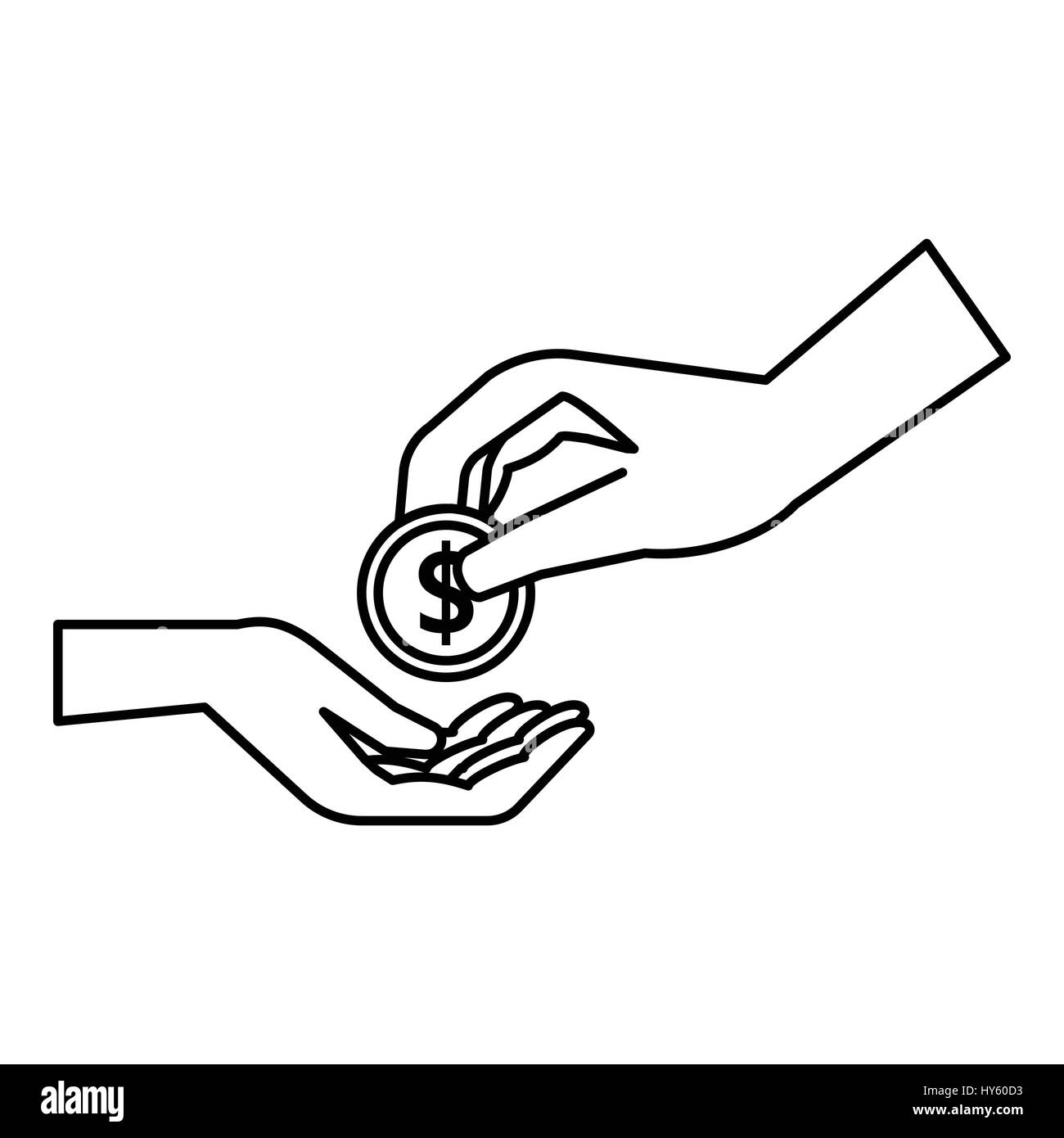 Hands holding coins icon, outline style Stock Vector Image & Art - Alamy