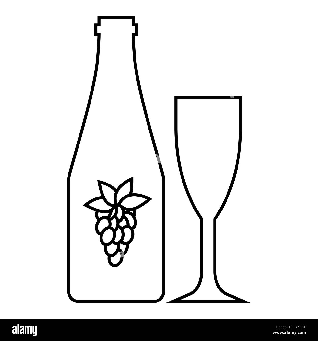 Bottle of wine icon, outline style Stock Vector Image & Art - Alamy