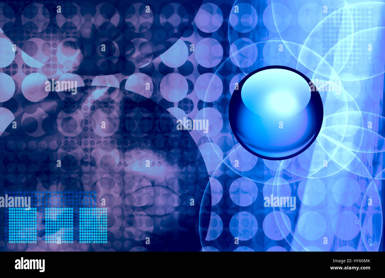 Abstract Digital virtual high-tech background with bright blue colors ...