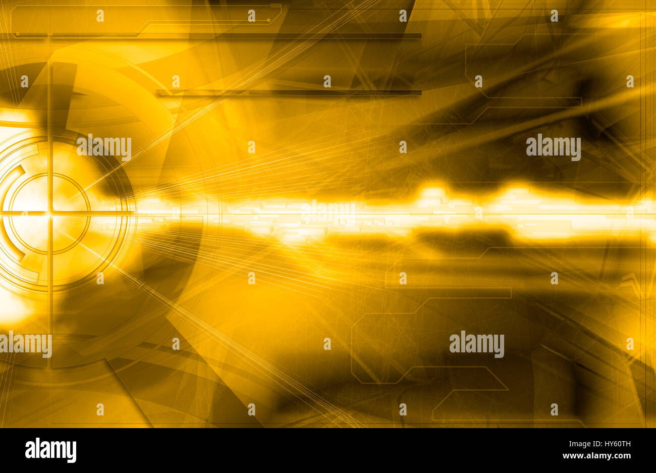 Abstract Digital virtual high-tech background with bright orange colors ...