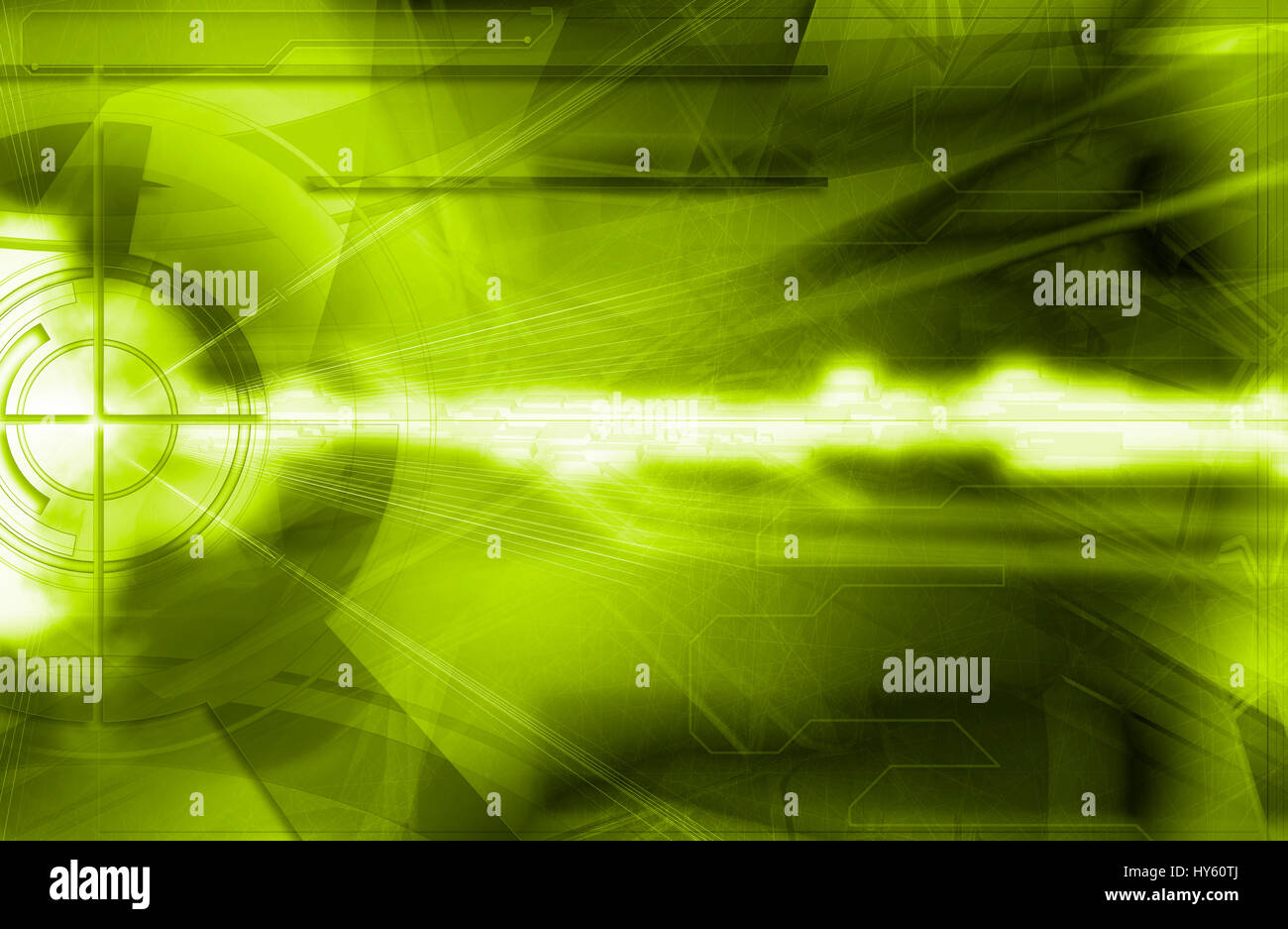 Abstract Digital virtual high-tech background with bright green colors ...