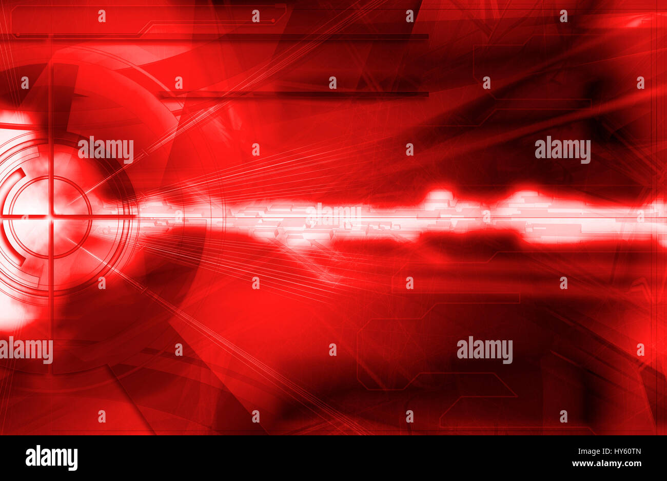 Abstract Digital virtual high-tech background with bright red colors ...