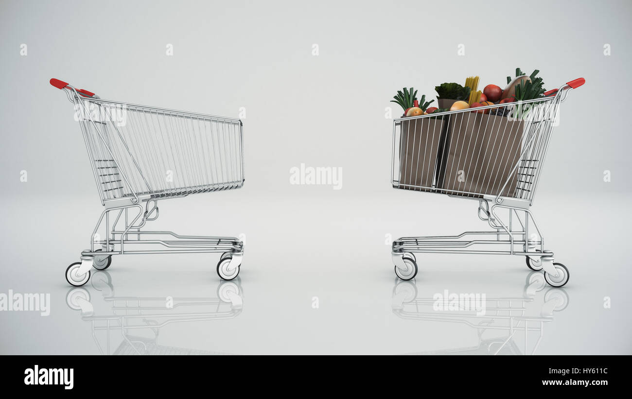 Shopping cart full with products Stock Photo - Alamy