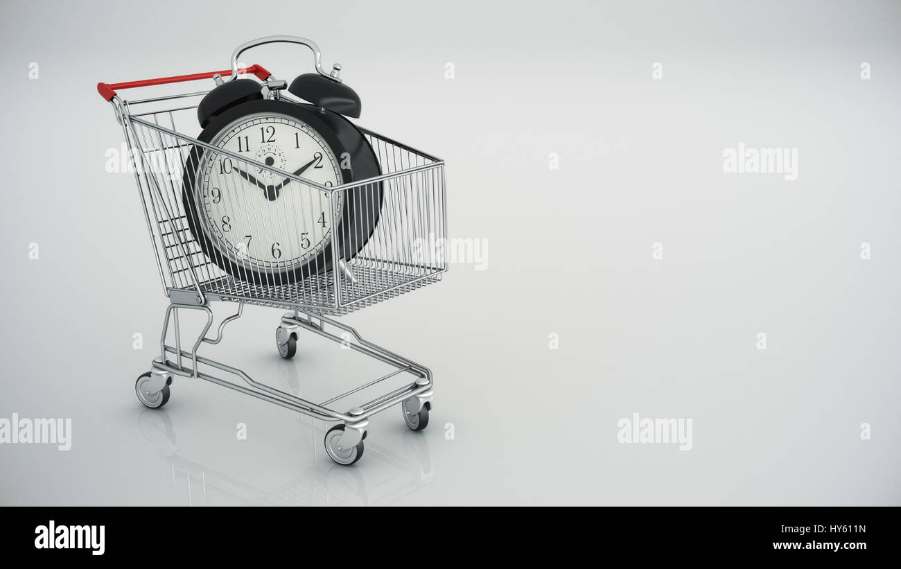 shopping cart with clock Stock Photo - Alamy