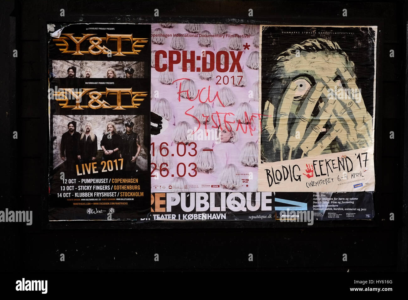 Graphic event posters in Copenhagen, Denmark Stock Photo - Alamy