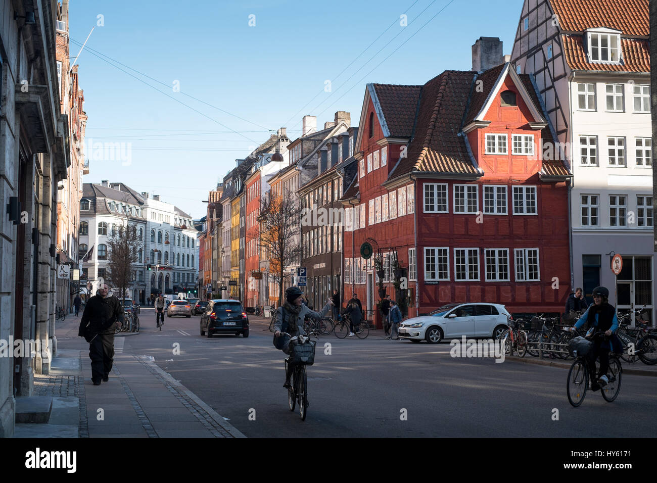Historic city streets of old Copenhagen, Denmark Stock Photo - Alamy